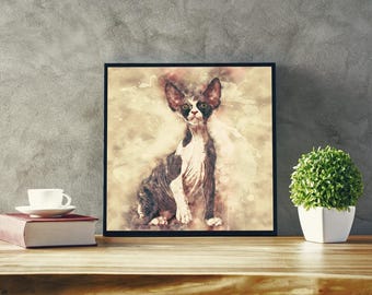 Sphynx cat art | Etsy