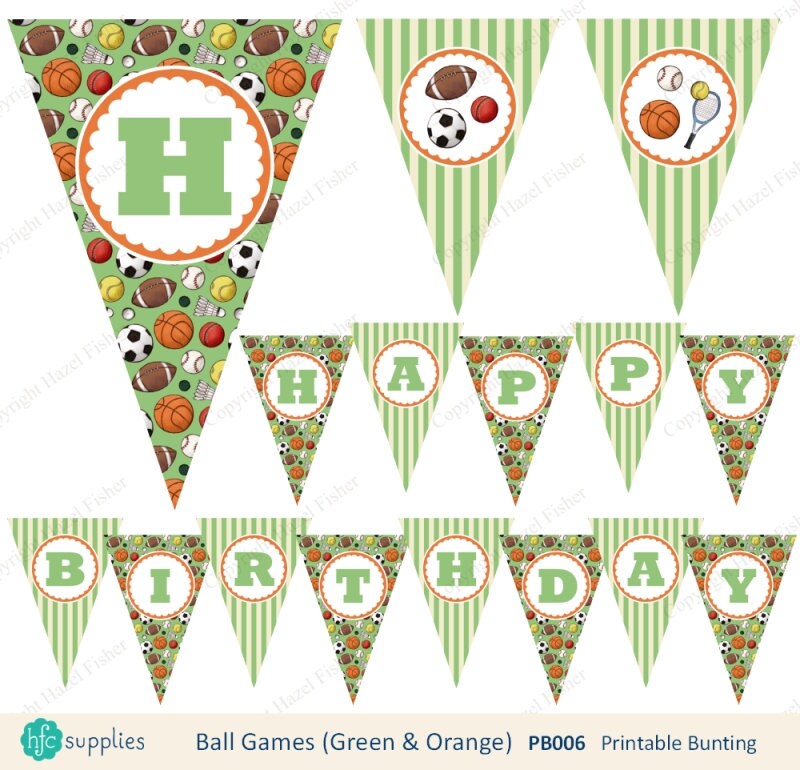 Sports Party printable Bunting Happy Birthday banner
