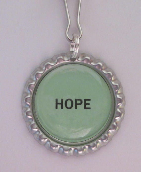 Items similar to Hope Keychain, Hope Zipperpull, Bottle Cap Keychain ...