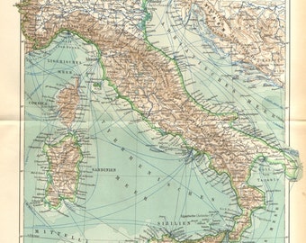 Map of sicily | Etsy
