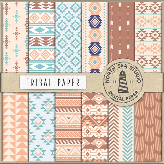 NATIVE AMERICAN Tribal Digital Paper Tribal Backgrounds