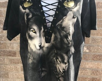 Vintage wolf shirt | Etsy