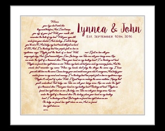 First Dance Song Lyrics Personalized Wedding 1st Anniversary