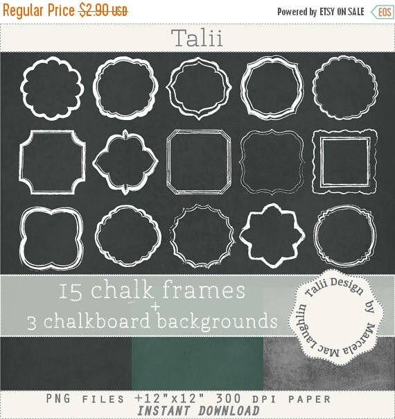 Chalkboard Frames Clipart HANDDRAWN FRAMES 3 CHALKBOARD