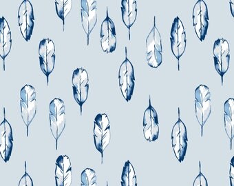 Blue feather fabric | Etsy