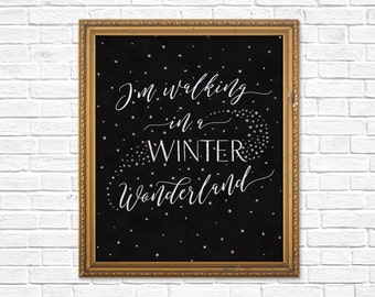 Walking in a Winter Wonderland Print of a Watercolor by