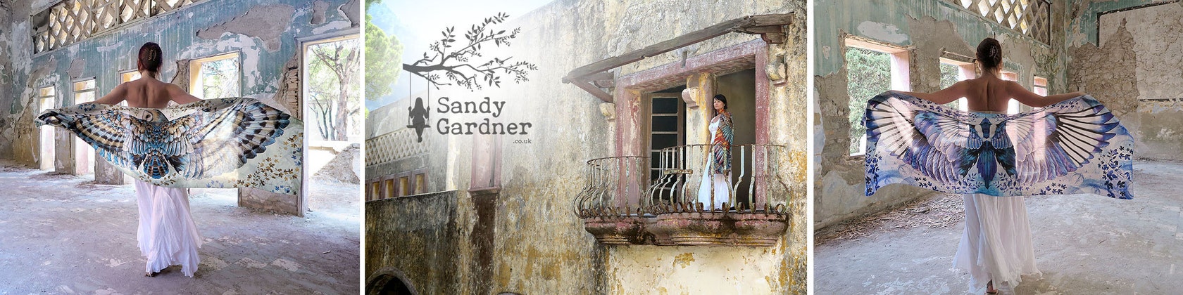 Sandy Gardner Wing Scarves Owl Shawls by SandyGardnerArtist