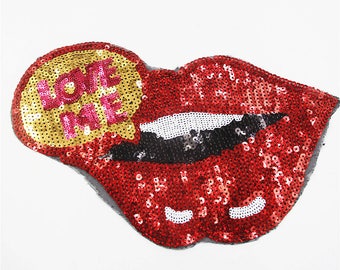 Sequin lips patch | Etsy