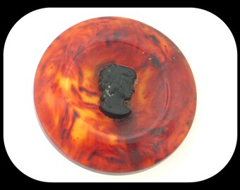 Black bakelite cameo | Etsy