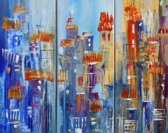 Triptych painting | Etsy