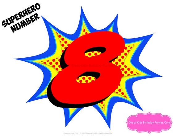 SUPERHERO NUMBER Superhero Printables Number 8 Superhero