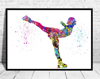 Ice skating print | Etsy