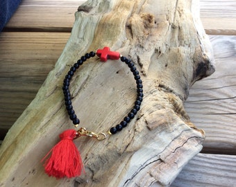 Items similar to Red Howlite Flower - Bracelet - Wire Wrapped - Copper ...