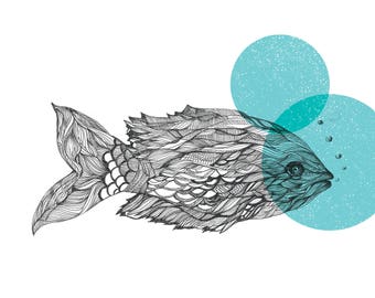 Fish pattern drawing | Etsy