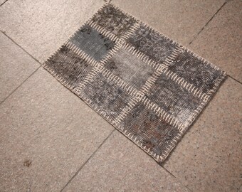 Gray patchwork rug | Etsy