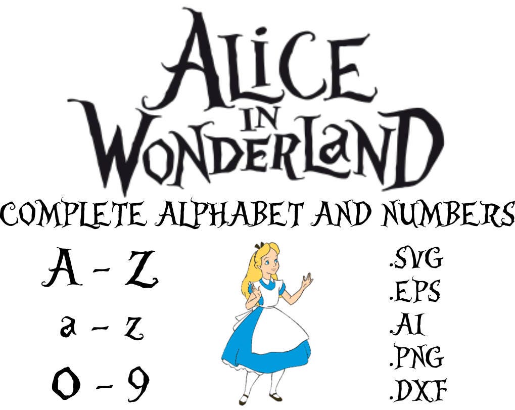 Alicia en el país de las maravillas SVG, Ai, Dxf, Eps, los archivos Png ...