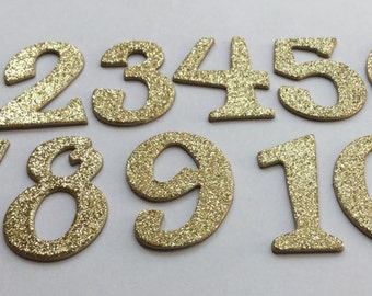 2 Inch Tall Glitter Chipboard Numbers Wedding Table