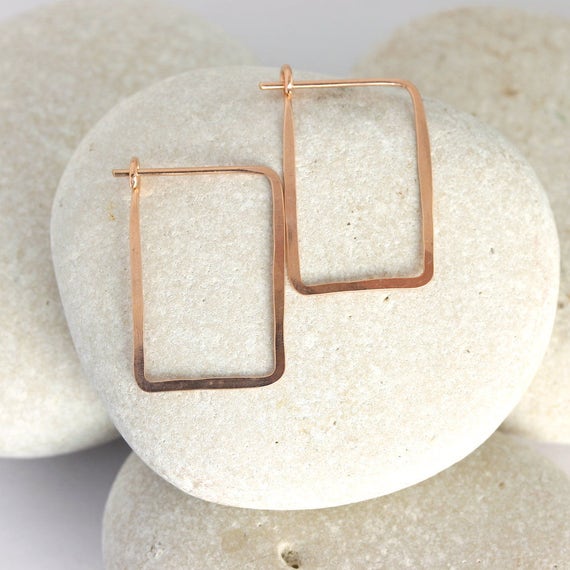 Small Square Hoops in 14K rose gold or pink rose gold fill