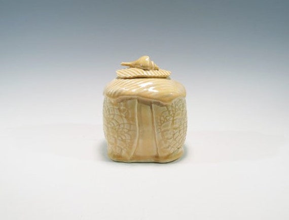 Hand Built Textured Pottery Box With Lid Ceramic Sculpture
