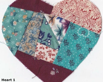 Crazy quilt hearts | Etsy