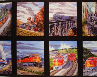 Train track fabric | Etsy