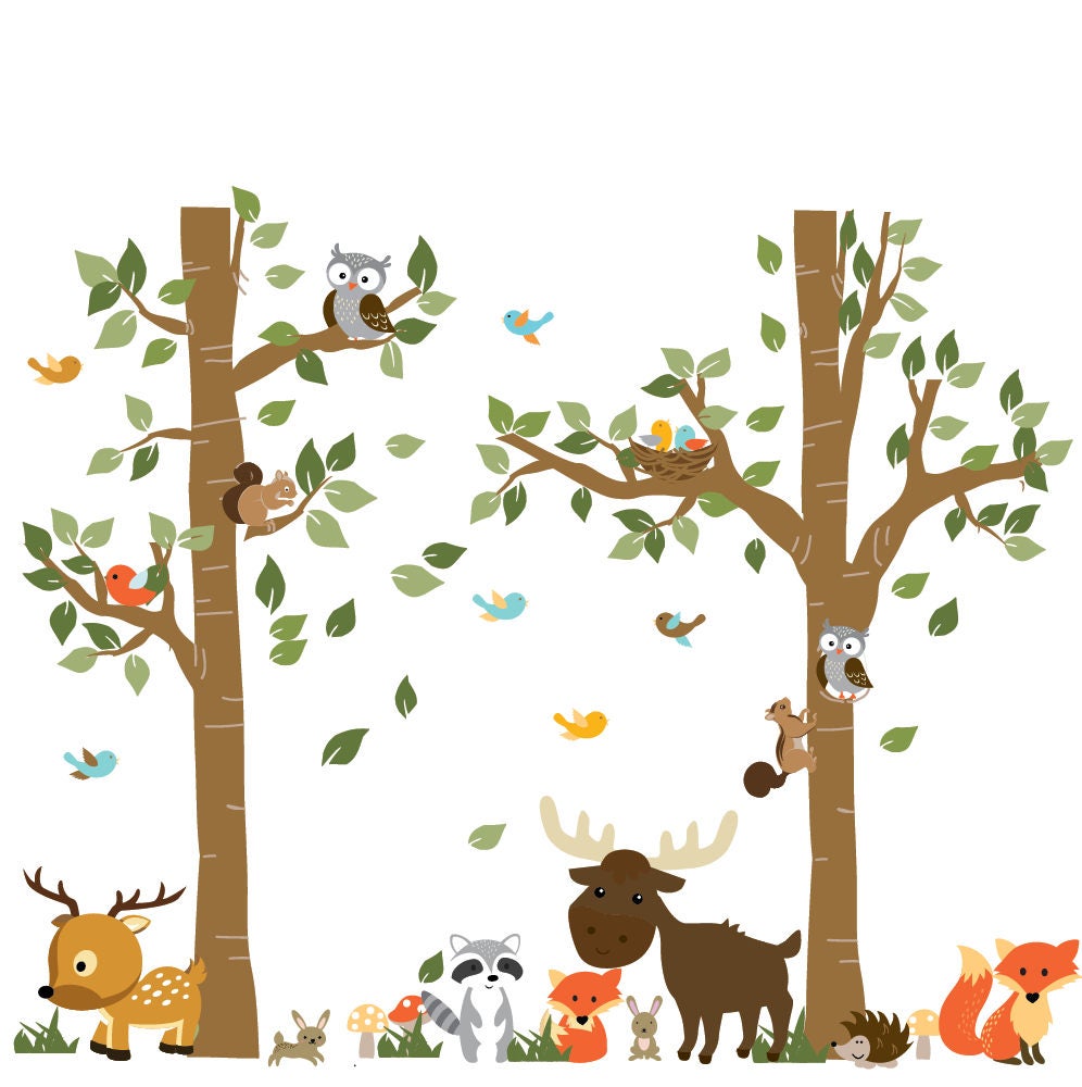 A Walk in The Forest Wildlife Animal Stickers Wall Decals