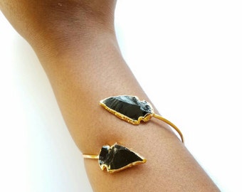 Gold upper arm cuff | Etsy