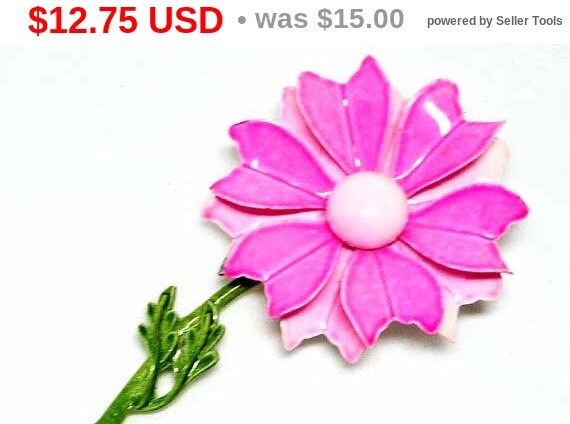 Flower Power in Hot Neon Pink Brooch Vintage by thejewelseeker