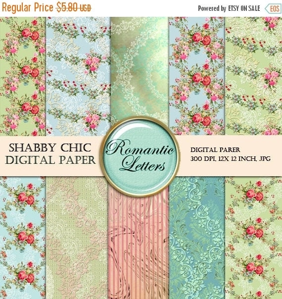 SALE-50% Digital Scrapbook Paper Pack Floral by RomanticLetters