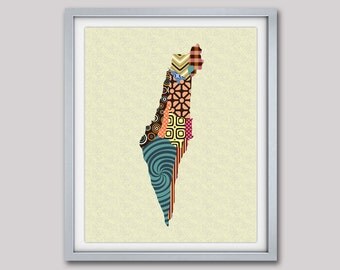 Israel Watercolor Map Art Print 1029