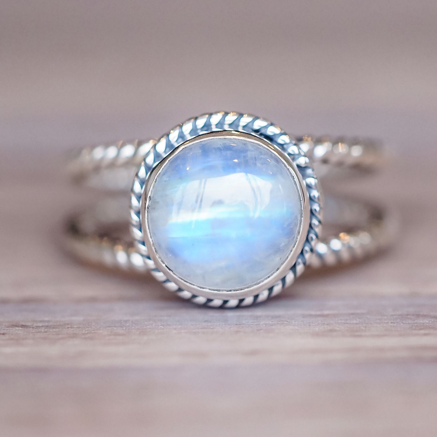 Boho Moonstone Ring Silver Ring Moonstone Moon Ring