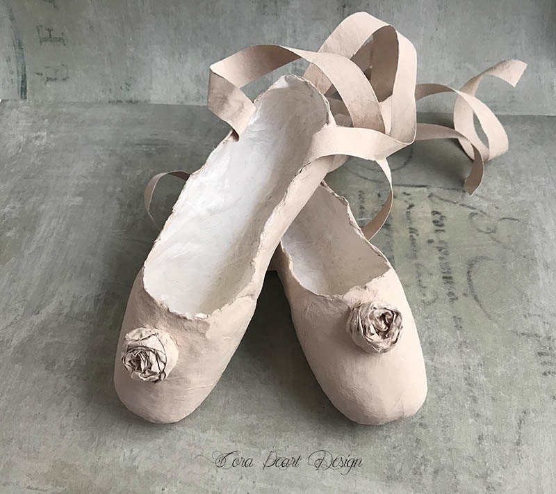 Hand Made Paper Ballet Shoes Pink Pointe Shoes