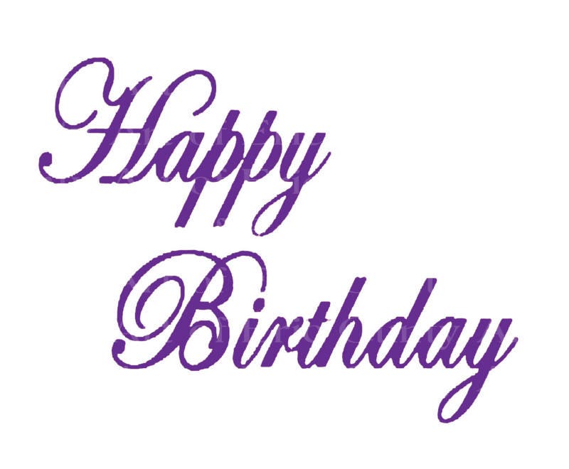 Purple Happy Birthday Script - Edible Cake and Cupcake Topper For ...