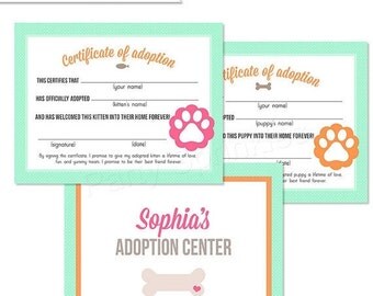 Adoption certificate | Etsy