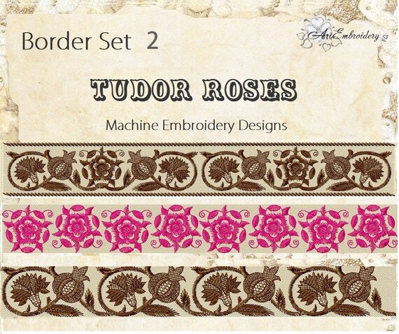 Tudor Roses Borders Set 2 Machine Embroidery Designs