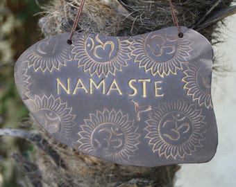 Namaste sign yoga om meditation Wooden letters wooden