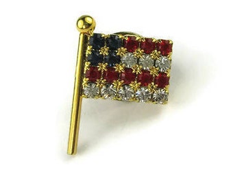 Rhinestone flag pin | Etsy