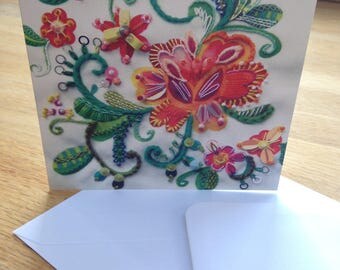 Textile art card | Etsy