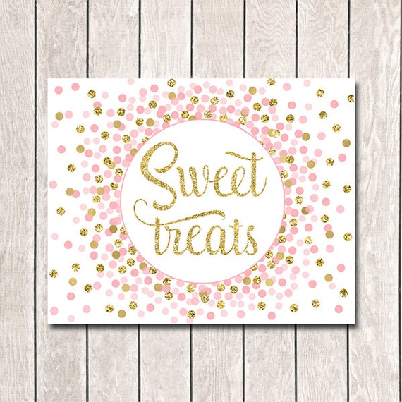 Table Sign Sweet Treats Sign Printable Favor Sign Pink Gold