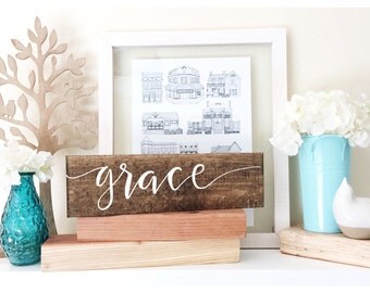 Wooden grace sign | Etsy