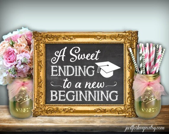 A Sweet Ending To A New Beginning Chalkboard Printable 8x10
