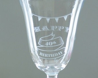 40th birthday glass | Etsy