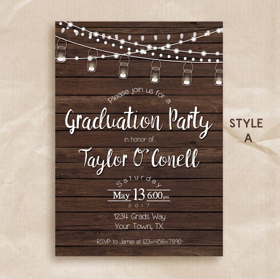Rustic graduation invitation / graduation party invitation
