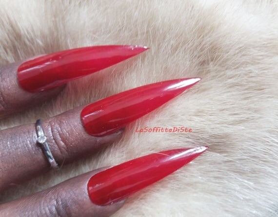 Red Medium Long Stiletto Nails Costume Vampire Halloween Wag