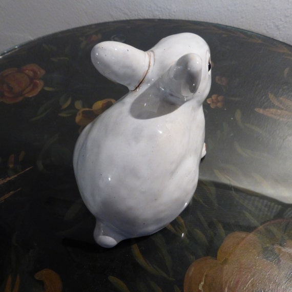 Antique French Bavent Faience Pottery Rabbit Rare Red Clay