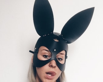 Leather rabbit mask | Etsy