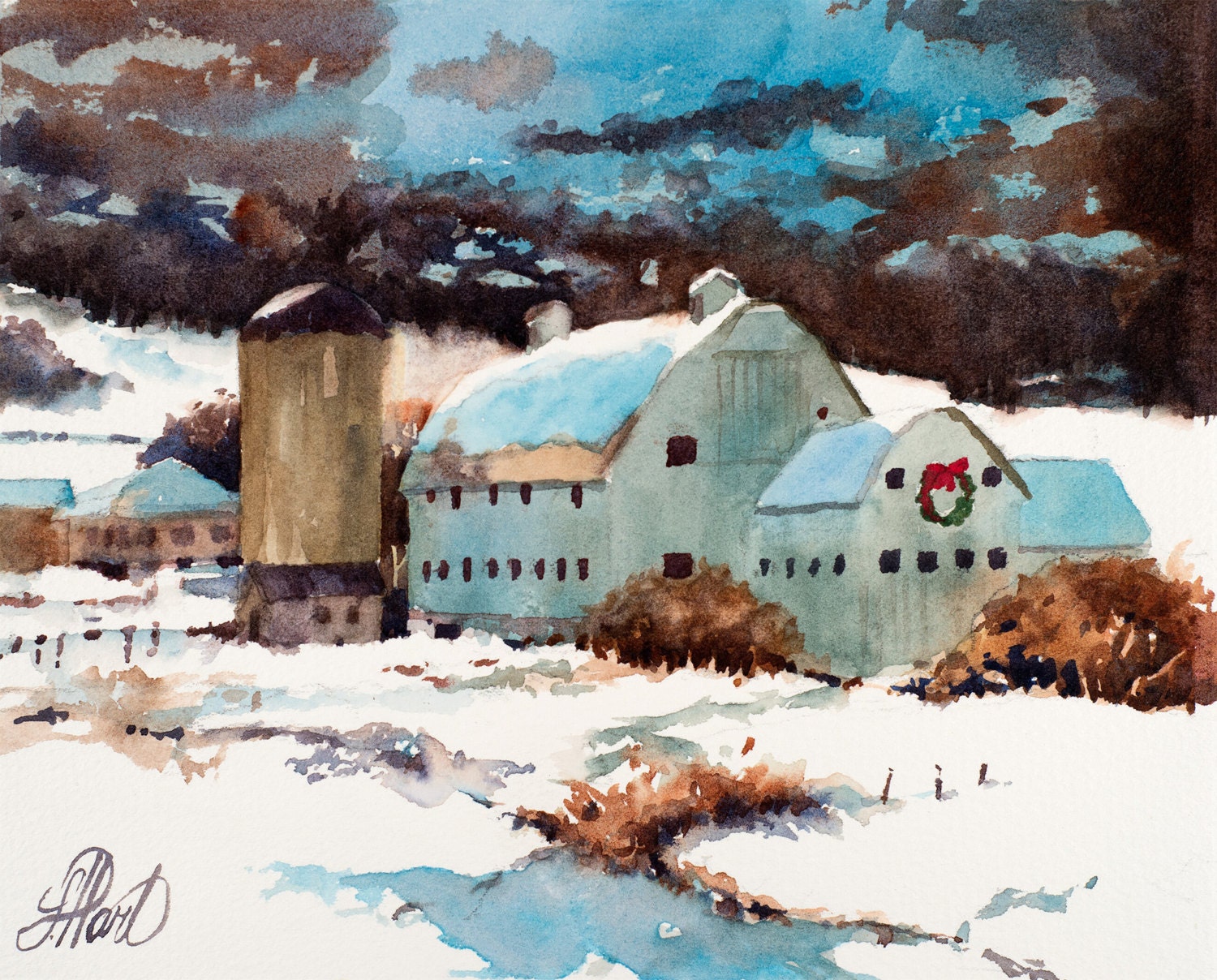 Park City Barn Watercolor Painting Watercolor Print Park