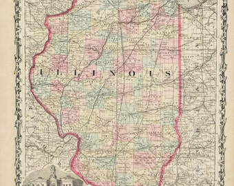 Illinois 1860 | Etsy