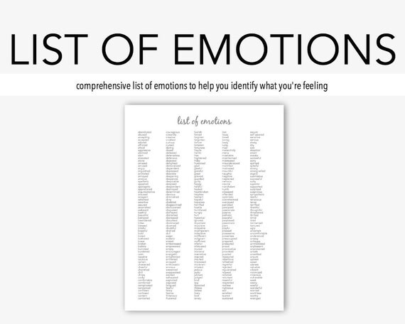 What Is The List Of A To Z Of Emotions About