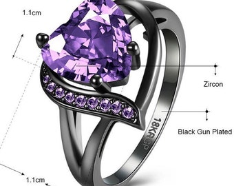 Black amethyst ring | Etsy